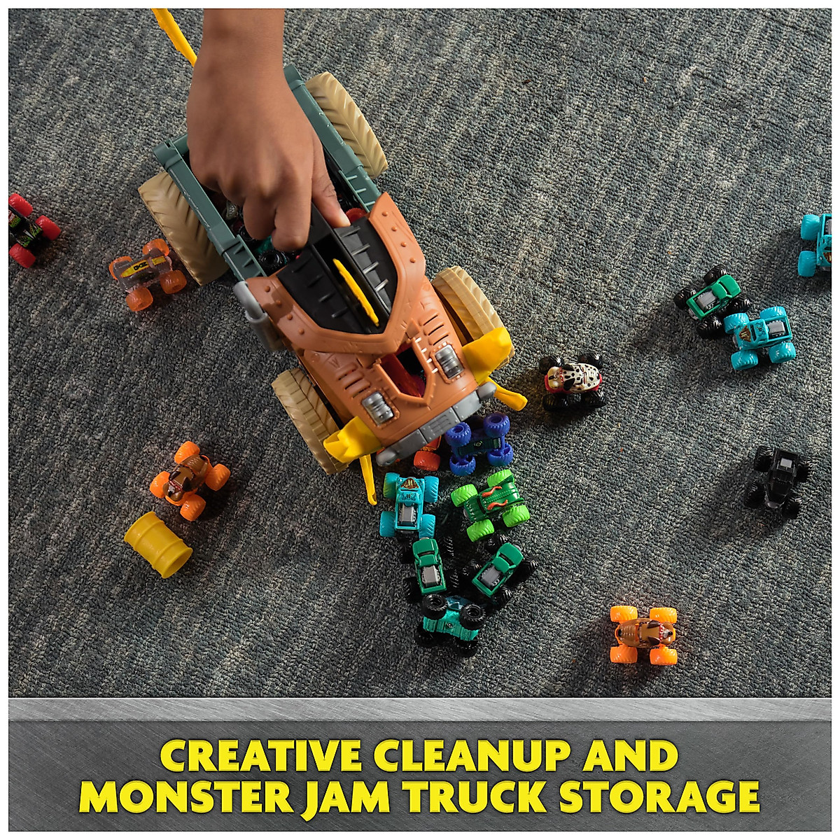 Monster Jam Mini Jam, Megalodon Mad Hog Chomper and Monster Truck, Fun Cleanup and Storage, Kids Toy Gifts for Boys and Girls Ages 3 and Up