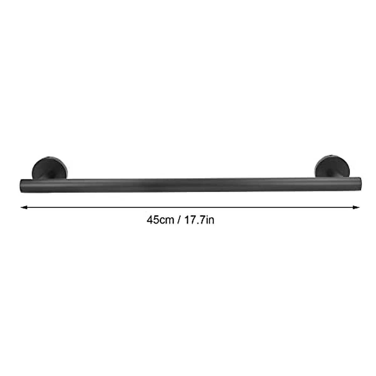 Towel Bar for Bathroom, 304 Stainless Steel Towel Holder, 45cm Matte Black Towel Rack, Nail Free Punch Single Rod Towel Rack, Simple and Stylish Black Towel Bar for Bathroom Kitchen