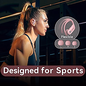 Wireless Earbuds Bluetooth Headphones 48hrs Play Back Sport Earphones with LED Display Over-Ear Buds with Earhooks Built-in Mic Headset for Workout Blue BMANI-VEAT00L