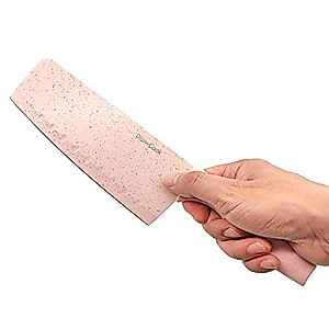 Kitchen Knife Set Pink - 5 Piece Cooking Knives, Non-Stick and Sharp Chef Knife Sets for Kitchen Cutting Meat, Scissors and Ceramic Peeler for Slicing, Paring Fruits and Vegetables