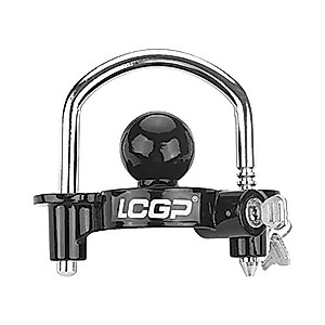 LCGP Black Trailer Hitch Coupler Lock with 2 Keys, Universal Coupler Lock, Adjustable Storage Security, Heavy-Duty Steel.