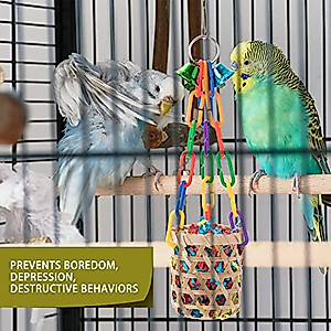 RLRICH 6 Pack Bird Colorful Chewing Toys Parrot Foraging Shredder Toys Shred Hanging Foraging Toys,Comfy Perch Parrot Toys for Rope Bungee Bird Toy