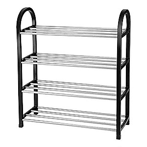Fdit Shoe Rack Organizer Storage Bench Plastic & Aluminum Metal Standing Shoe Rack DIY Shoes Storage Shelf Home Organizer Organize Your Closet Cabinet Entryway No Tools Required(501958CM)
