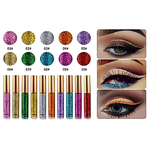 Kyannkara Liquid Glitter Eyeshadow Glitter Eyeliner Metallic Shimmer Eye Looks Galaxy Long Lasting Quick-Drying Sparkling Eye Shadow（09#）