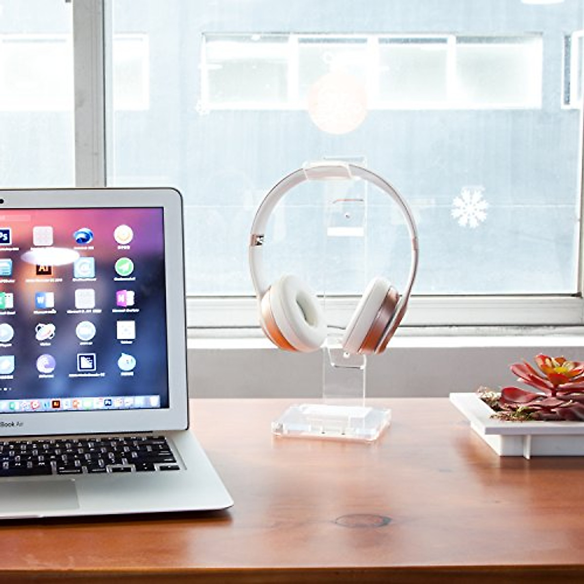 GeekDigg Headphone Stand Gaming Headset Holder For Desk Cable Organizer & Cellphone Stand for All Headphones Size headphone Holder Set for Gaming PC Accessories Gaming Station Transparent