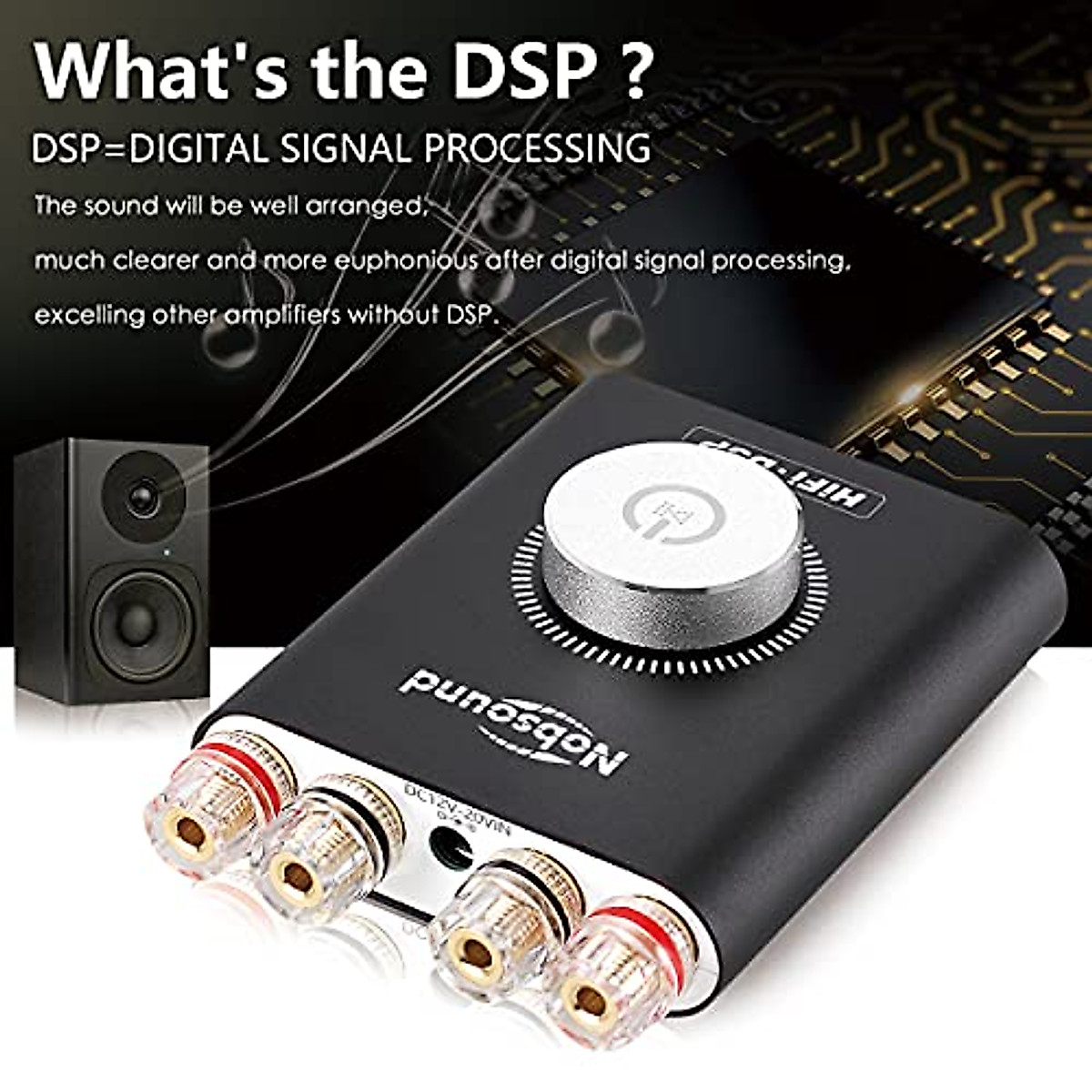 Nobsound NS-20G 200W Mini Bluetooth 5.0 Power Amplifier 2.0 Channel Wireless Receiver Hi-Fi DSP Stereo Headphone Audio Amp LED Display