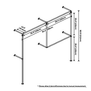 Anynice Industrial Pipe Clothing Rack,Industrial Clothing Rack, Clothing Rods for Hanging Clothes,Clothes Rack,Wall Mounted Garment Rack, Heavy Duty Coat Rack (81.1" W x 14.4" D x83.5 H, ANY-DF33)