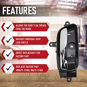 Interior Door Handle Passenger Side, Right - Front or Rear - Compatible with Nissan Altima 2013-2018, Armada 14-15, Murano 2015 - 2019, Pathfinder 2013-2019, Titan - Replaces 80670-3TA0D, 80670-3TA0A