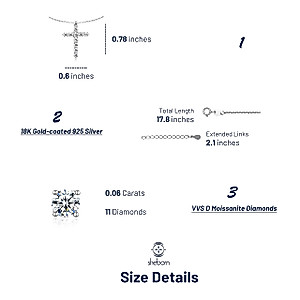 sheborn Cross Necklace for Women, Moissanite Necklace Cross Pendant for Women with 925 Sterling Silver Chain