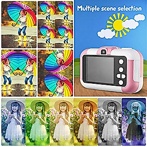 SUZIYO Kids Camera, Children Digital Selfie Video Camcorder 1080P Dual Lens 2.4 Inch HD, Birthday Christmas Electronic Gifts Toys for Age 3-9 Years Old Toddlers Girls & Boys (with 32G TF Card,Pink)