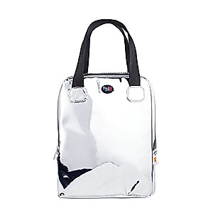 French Bull 10" Lunch bag - Insulated, Women, Girl, Tote, Purse, Kids, School - Silver