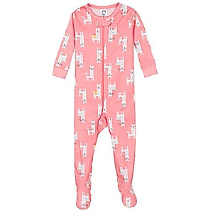 Gerber Baby Girls' 4-Pack Footed Pajamas, Love Llamas Pink, 18 Months