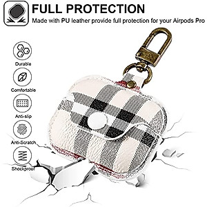 Airpod Pro Case,HEJITAI Leather Airpods Pro Case Cover with Keychain,Airpod Pro Cute Case for Women Men Girl,iPod Pro Case Compatible with Apple AirPods Pro (2019) (White)