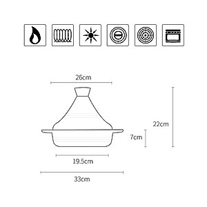 Moroccan Tagine Pot, Thickened cast iron enamel clay pot rice, with 2 Handle and Lid, for Cooking and Slow Stew Ceramic Casserole,Yellow