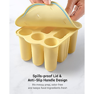 Popsicle Molds for Kids, 9 Pieces Popsicles Molds Silicone BPA- Free Popsicle Maker Ice Pop Mold Ice Pops Maker DIY Handmade Popsicles Molds for Kids Adults with Popsicle Sticks+Popsicle Bags, Yellow
