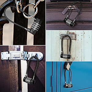 ORIA Cable Locks with Combination, 4 Digit Combination Padlock, Long Shackle Lock, Flexible Steel Cable Rope, Cabinet Lock, School Locker, Black