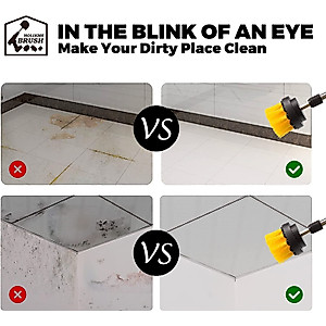 Holikme Drill Brush Attachments Set, Power Scrubber Brush with Extend Long Attachment All Purpose Clean for Grout, Tiles, Sinks, Bathtub, Bathroom, Kitchen