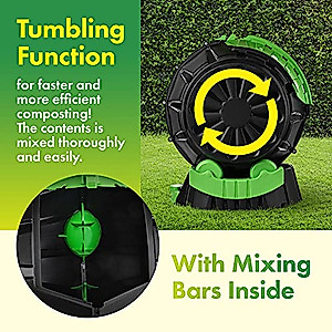 DF Omer 13.2 Gallon / 50L Tumbling Composter | Fast-Working - Small and Light Compost Bin for Outdoor or Indoor Use | All Season Compost Tumbler | Quick Curing Compost All Year Round