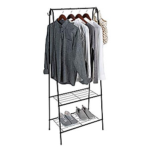 Organize It All Garment Rack with 2 Tier Shelving, Assembled Dimensions: 23. 7” x 14. 09” x 59. 06, Multi-Functional, Great for Storing Shoes, Space Saving, Freestanding,
