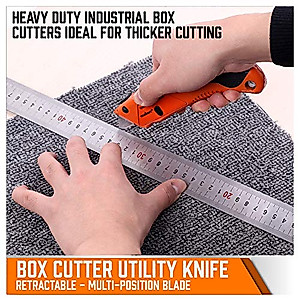 HORUSDY Utility Knife Retractable, Box Cutter Retractable with 5 Extra lades Included