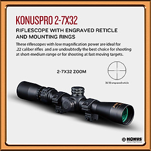 KONUS - KonusPro 7260 - 2X-7X32mm Riflescope With Engraved 30/30 Reticle Black