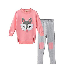 Baby Boy Christmas Outfit Suit Pattern Girls Sweatshirt Children's Leggings Two-piece Cartoon New Born (Pink, 7-8 Years)
