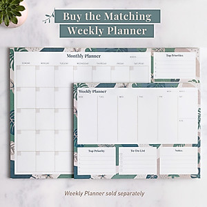 Rileys & Co Monthly Planner Desk Pad, Undated Planner Calendar with 52 Tearaway Sheets, Wide To Do Planner Notepad with Top Priorities and Notes, 16.5 x 11.4 Inches (Floral)