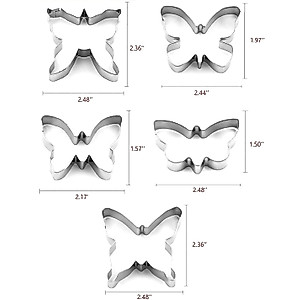 NELJIBEHU Butterfly cookie cutter, 5-piece mini stainless steel cookie cutter set, used for DIY baking cake craft pastry baking tray decoration