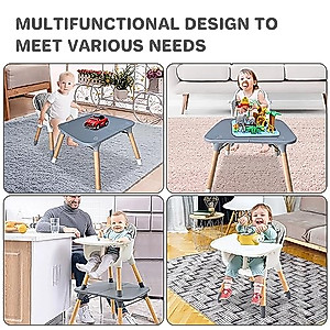 IKARE Wooden Baby High Chair W/Removable Tray & Safety Harness, 5-in-1 Kids Chair Table Set/Booster Seat/Infant Feeding Chair | Grows with Your Child | Adjustable Legs | Modern Wood Design (Gray)