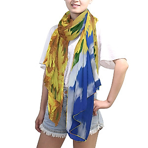 Use4 Fashion Lightweight Sunny Sunflower Floral Chiffon Silk Long Scarf Shawl Wrap
