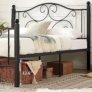 VECELO Full Size Bed Frame with Headboard and Footboard, Heavy Duty Metal Slat Support, Platform Mattress Foundation, No Box Spring Needed, Easy Assembly, Matte Black