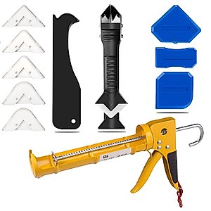 Caulk Gun Kit, Caulking Tool Kit and Caulk Remover,Sealant Finishing Tool Grout Scraper,Great Silicone Gun Tools for 10oz Caulk tubes