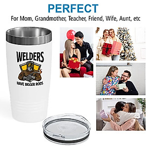 Welder White Viking Tumbler 20oz - Welders Have Bigger Rods - Welding Engineering Mechanical Engineer Metal Fabricators Steel Pipe Men Husband