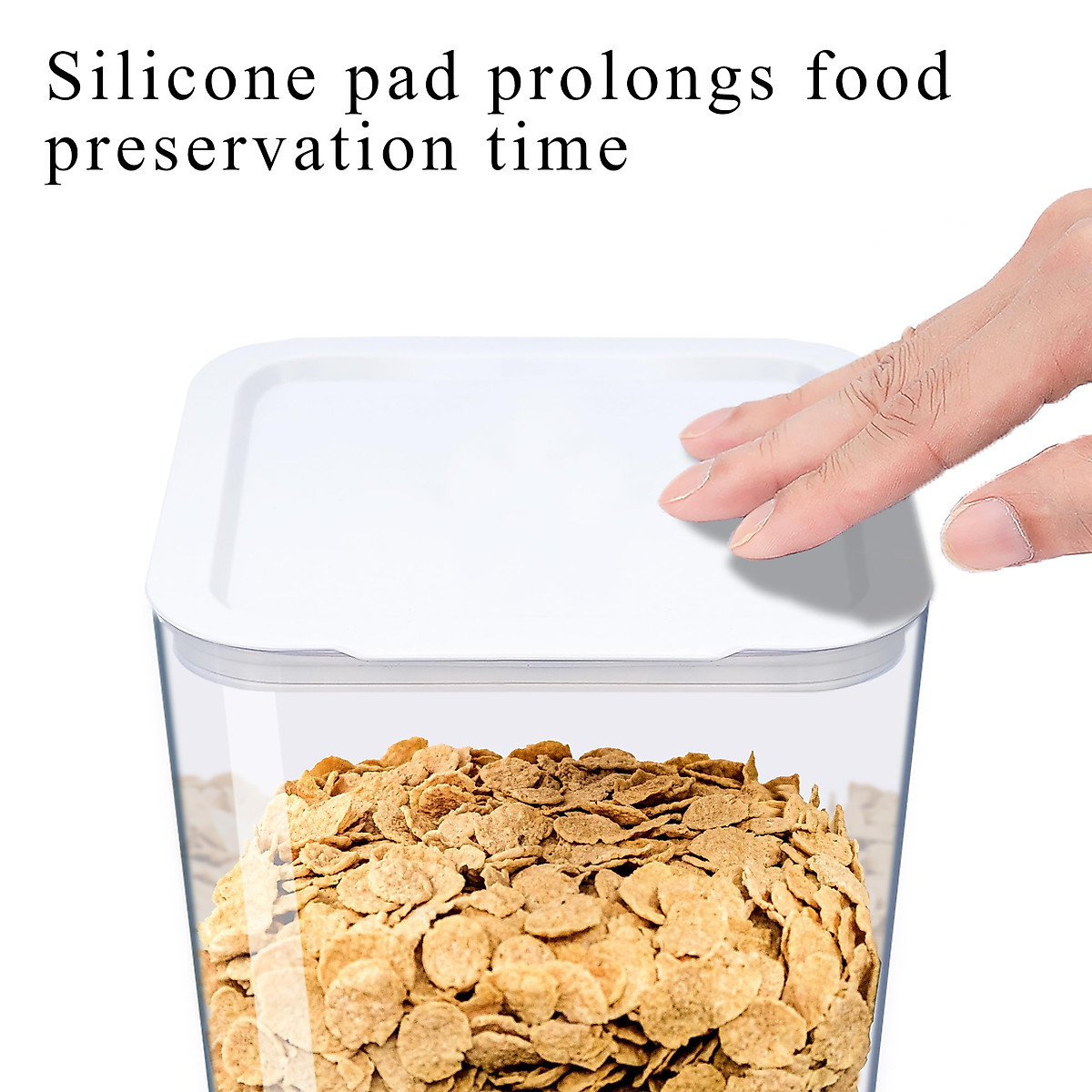 Cereal Dispenser Countertop, 5L Cereal Containers Storage Dispenser for Pantry, Large Dry Food Cereal Dispenser, Not Easy to Crush Cereal, Can Hold Oatmeal, Candy, Snack, Grain, Pet Food (White, 1Pc)