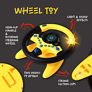 BETTERLINE Toy Wheel for Kids, Driving Simulation with Lights and Sounds, Pretend Driving Toy for Boys and Girls, Kids Interactive Toys