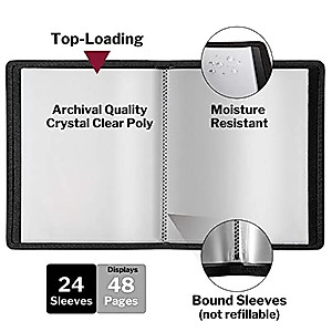 Dunwell 11x14 Art Portfolio Folder - (Black), 24 Pockets Display 48 Pages, 11 x 14 Presentation Binder with Protector Sleeves, Art Portfolio for Kids, Presentation Book