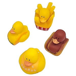 Cool Rubber Ducks (2") Standard Size. (12 Pack) Cute Duck Bath Tub Pool Toys. (Fast Food Rubber Duckies)