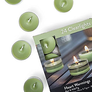 SPAAS Scented Tea Lights Candles in Clear Cups - Pear & Wild Fig Fragrance | Premium Long Burning Scented Tealight Candles for Spa, Romantic Décor, Meditation, Dinner, and Home Décor | Pack of 24
