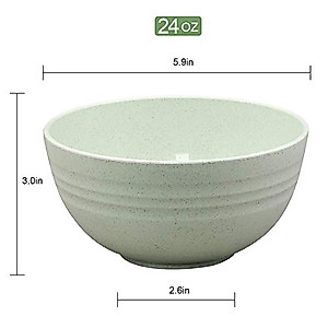 Unbreakable Cereal Bowls - 24 OZ Wheat Straw Fiber Lightweight Bowl Sets 8 - Dishwasher & Microwave Safe - for,Rice,Soup Bowls
