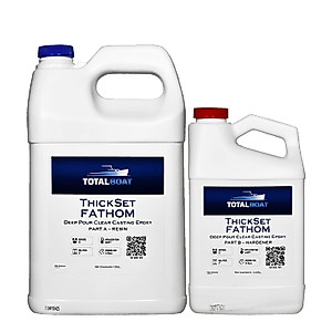 TotalBoat Thickset Fathom Deep Pour Clear Epoxy Resin and Hardener Kit (1.5 Gallon) & ALLWAY HM1 Helix Paint Mixer Drill Attachment for 1-Gallon Containers