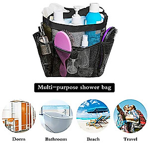 Attmu 2 Pack Portable Mesh Shower Caddy Dorm with 8 Mesh Storage Pockets, Quick Dry Waterproof Shower Tote Bag Oxford
