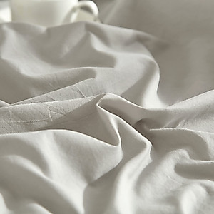 Full Size Sheets Set Grey Bed Sheets Deep Pocket 4 Piece Bedding Sheets & Pillowcases Set, Hotel Luxury Silver Grey Sheets 100% Washed Cotton Breathable Cooling Sheets, Fade, Stain, Shrink Resistant