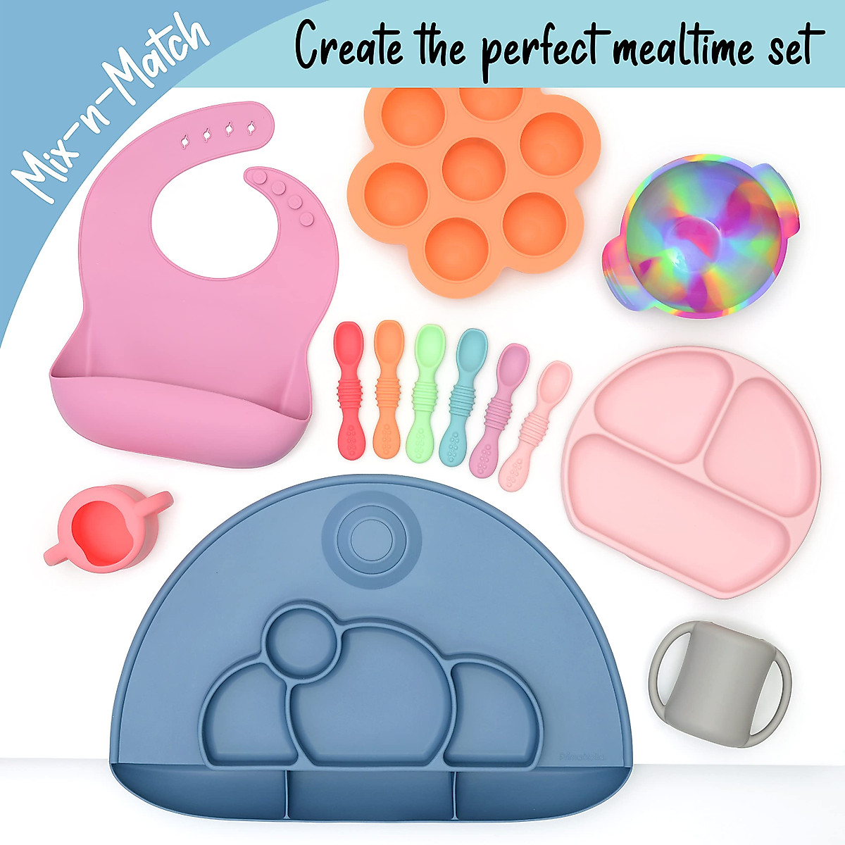 PrimaStella Silicone Baby & Toddler Training Cup with Handles - Sippy Cup for 1 Year Old - Toddler Cups (Soft Pink & Coral 2 Pack)