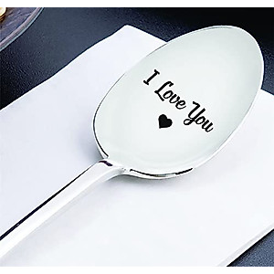 I Love You - Proposal Gift Valentines Day Long Distance Relationship Gift | Engraved Spoon Gift for Couples | Christmas Birthday Gift For Girlfriend Boyfriend | Gift for Husband Wife - 7 Inch