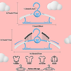 30 Pack Baby Hangers for Nursery Closet, Kids Baby Clothes Hangers Space Saving Adjustable Non-Slip Toddler Infant Clothes Hangers with Windproof Buckles for Baby Childrens Newborn Gifts, 11-14"
