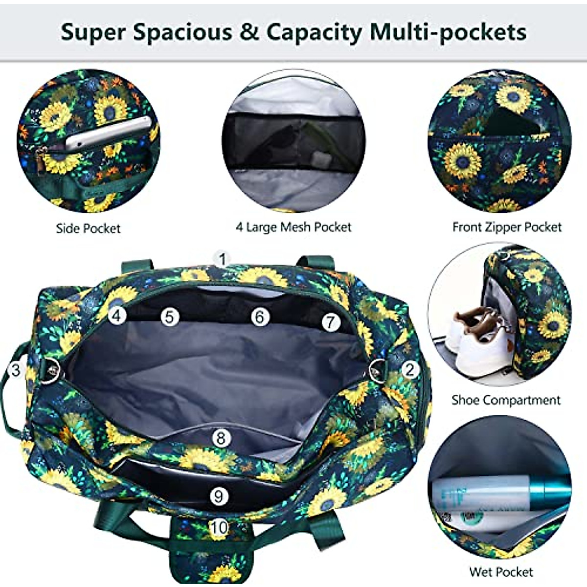 Gym Bag for Women, Small Sport Duffel Bag for Yoga Swim Dance, Gyms and Weekend Getaway,Gymbag Waterproof Dufflebag with Shoe and Wet Clothes Compartments,Carryon Overnight