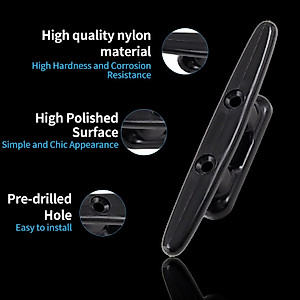 PHITUODA 3 Inch Nylon Boat Cleats Black Dock Cleats Boat Rope Tie Cleats for Kayak, Marine, Nautical Decor, Pack of 2