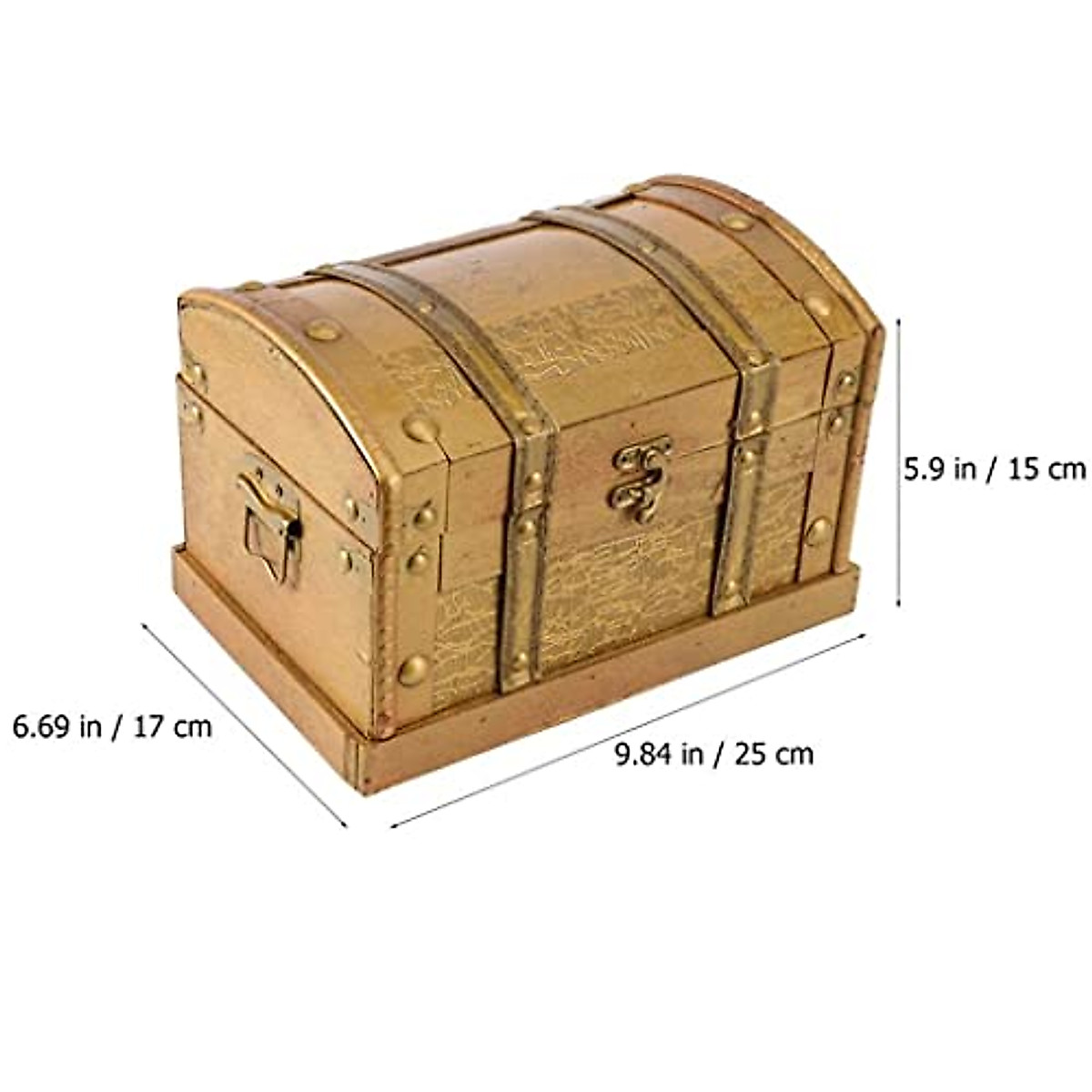 LDCHNH Retro Wooden Pirate Treasure Chest Box Storage Organizer Trinket Keepsake Treasure Case Decor Without Lock