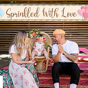 Sprinkled With Love Baby Shower Large Banner Sign Backdrop,Welcome Baby Party Decorations Supplies ,Baby Shower Decor For Baby Boy Or Girl Baby Shower Decorations 9.8x1.6ft