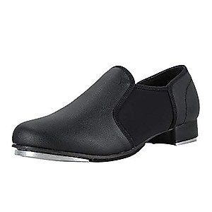 Linodes Unisex PU Leather Slip On Tap Shoe Dance Shoes for Women and Men's Dance Shoes-Black-8M